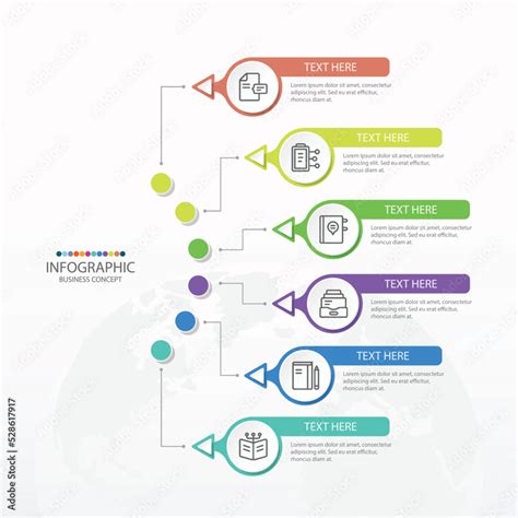 Infographic Template With 6 Steps Process Or Options Process Chart Used For Process Diagram
