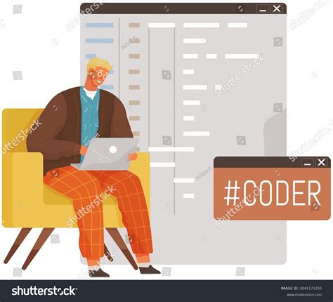 Programmer Engineering Coding Coder Programmers Working Stock Vector