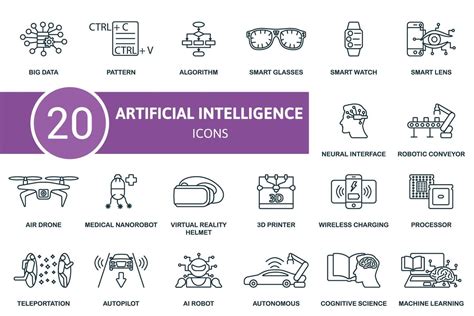 Artificial Intelligence Icon Outline Set Monochrome Simple Artificial Intelligence Icon