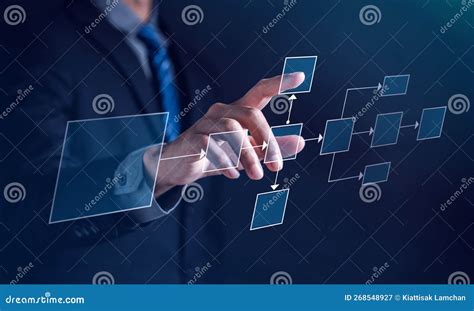 Businessman Planning Process Management Workflow Step Scheme Of Hierarchy Management Of
