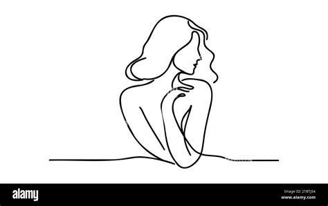 Woman One Line Art Hand Drawn Lady Figure Continuous Contour Female