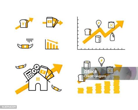가격 상승의 이미지 그림 이 그림은 인플레이션 경기 침체 및 가격 인상과 관련이 있습니다 화살표 그래프 및 아이콘은 빵 석유 및 유틸리티의 가격 상승을 보여주는 데