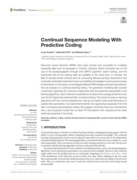 Pdf Continual Sequence Modeling With Predictive Coding