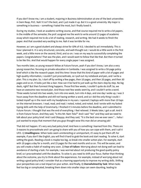 Speech Pdf Procrastination Professional Skills