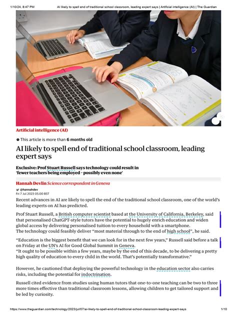 Ai Likely To Spell End Of Traditional School Classroom Leading Expert