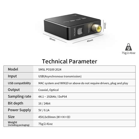 Smsl Po100 2024 Usb Digital Interface Xmos Xu316 Dop64 Opt Coax