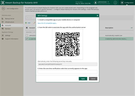 Configuring Multi Factor Authentication Veeam Backup For Nutanix AHV