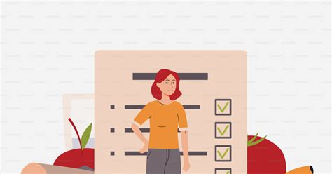 체중 감량 계획자 목록과 야채 더미를 배경으로 한 여성 만화 캐릭터와 함께 다이어트 계획 개념 흰색 배경에 분리된 평면 벡터 그림 벡터 Unsplash의 건강한