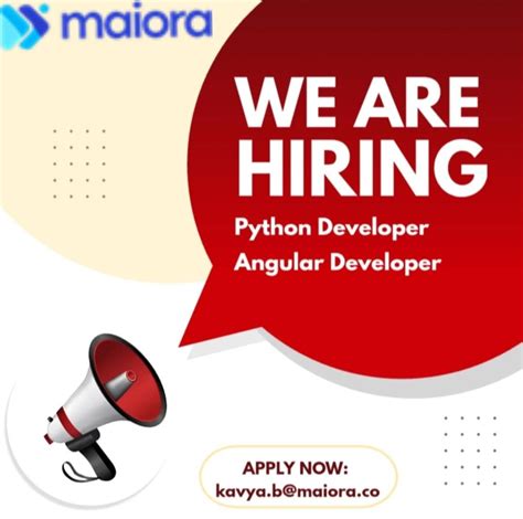 Hiring Maiora Python Python Sql Pythondeveloper Angulardeveloper Kavya Bai G