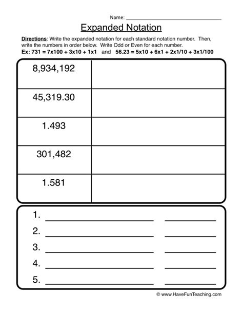 Expanded Notation Place Value Worksheet Have Fun Teaching