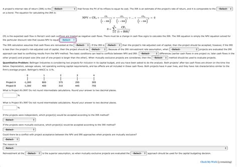 Solved A Project S Internal Rate Of Return IRR Is The Chegg