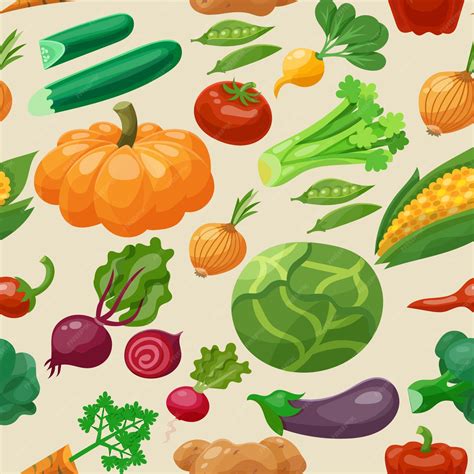 Free Vector Vegetables Seamless Pattern