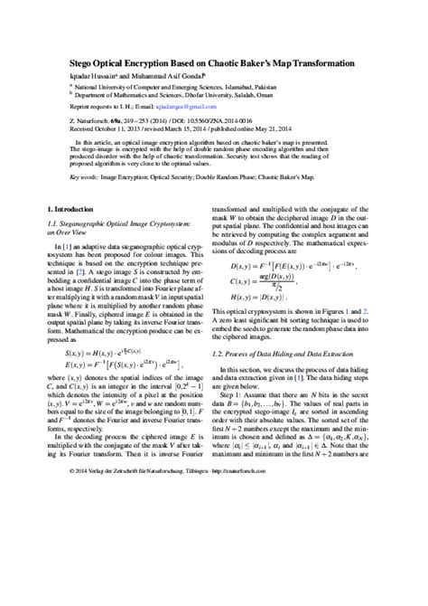 Pdf Stego Optical Encryption Based On Chaotic Bakers Map Transformation