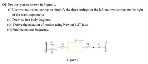 Solved Q1 For The Systems Shown In Figure 1 I Use Two Equivalent
