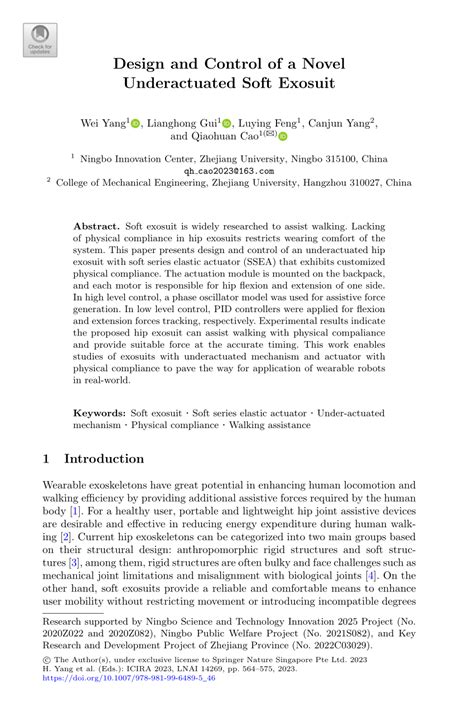 pdf design and control of a novel underactuated soft exosuit