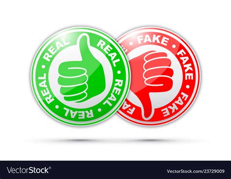 Real And Fake Thumbs Up Down Icon Royalty Free Vector Image