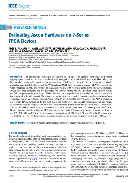 Evaluatingasconhardwareon7 Seriesfpgadevices Pdf Cryptography