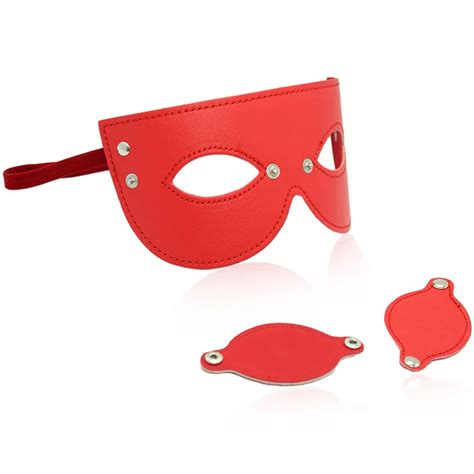 Aliexpress Com Buy Dual Use Red PU Leather Open Eye Mask With Disassembly Covers Adult Game