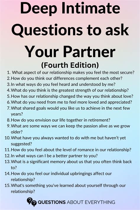 135 Deep Intimate Questions To Ask Your Partner Artofit