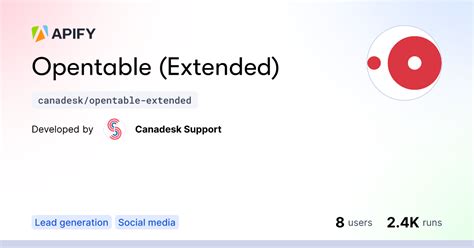 Opentable Extended Api · Apify