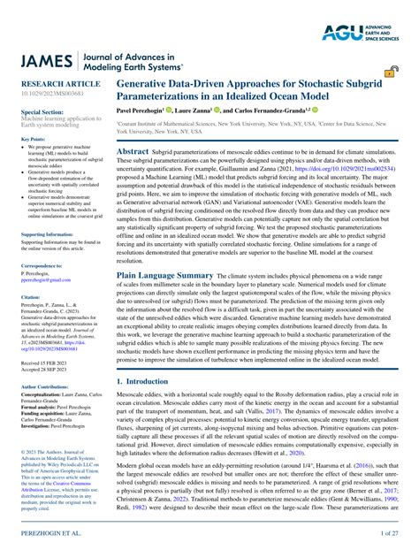 Pdf Generative Data‐driven Approaches For Stochastic Subgrid Parameterizations In An Idealized