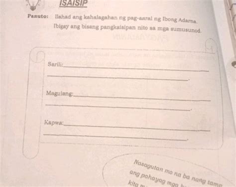 ISAISIP Panuto Ilehad Ang Kahalagahan Ng Pag StudyX