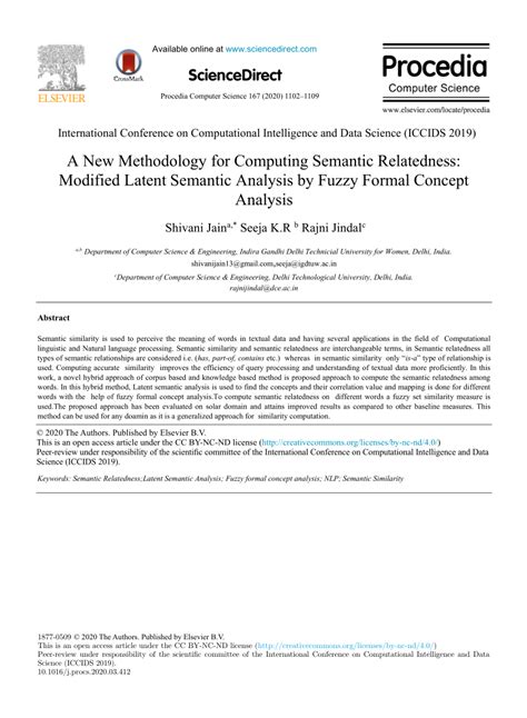 Pdf A New Methodology For Computing Semantic Relatedness Modified Latent Semantic Analysis By