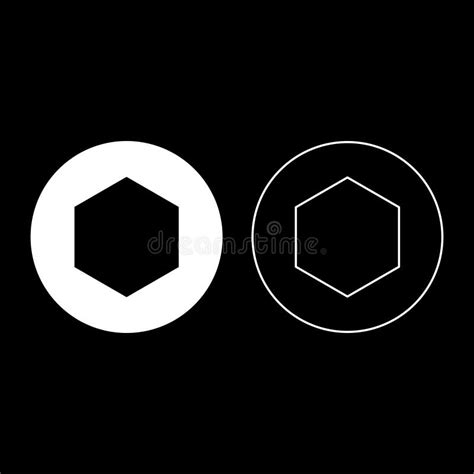Rubber Gasket Puck Under Hexagon In Circle Set Icon White Color Vector Illustration Image Solid