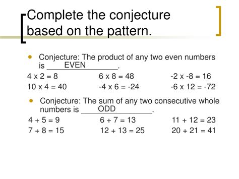 Ppt Exploring Inductive Reasoning Patterns Conjectures And Counterexamples Powerpoint