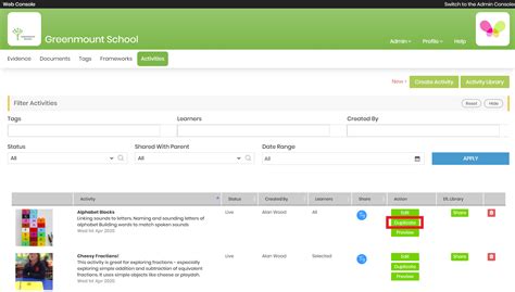 Duplicate An Activity Evidence For Learning Resource Centre