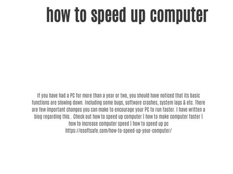PPT How To Speed Up Computer PowerPoint Presentation Free Download ID