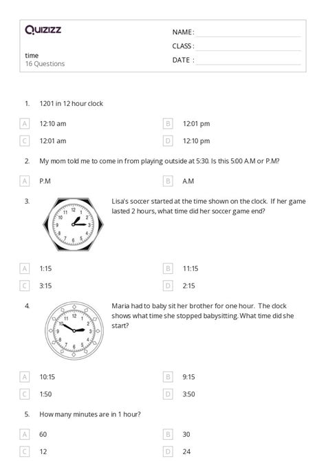 50 Time Worksheets For 5th Class On Quizizz Free And Printable