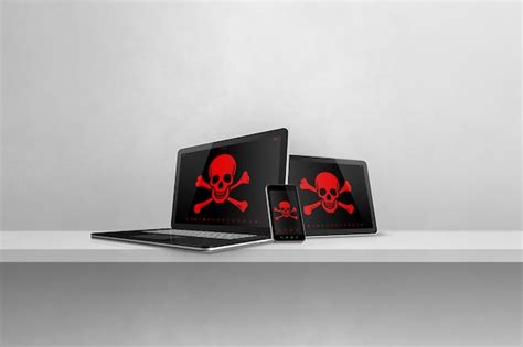 Premium Photo Laptop Tablet Pc And Smartphone On A Shelf With Pirate