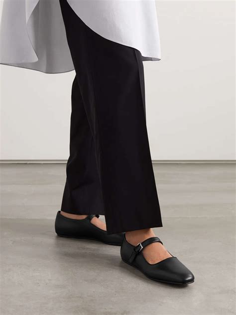 The Row Ava Leather Mary Jane Ballet Flats Net A Porter