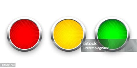 흰색 배경에 고립 된 은색 프레임이있는 신호등 벡터 현실적인 도로 개체 교통신호등에 대한 스톡 벡터 아트 및 기타 이미지