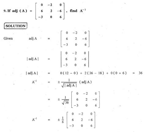 Exercise Inverse Of A Non Singular Square Matrix Problem Questions With Answer Solution