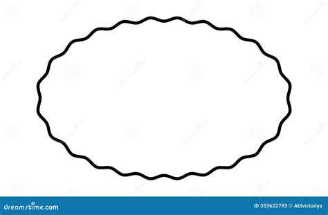 Oval Frame With Wavy Borders Elliptic Shape With Curvy Edges Stock