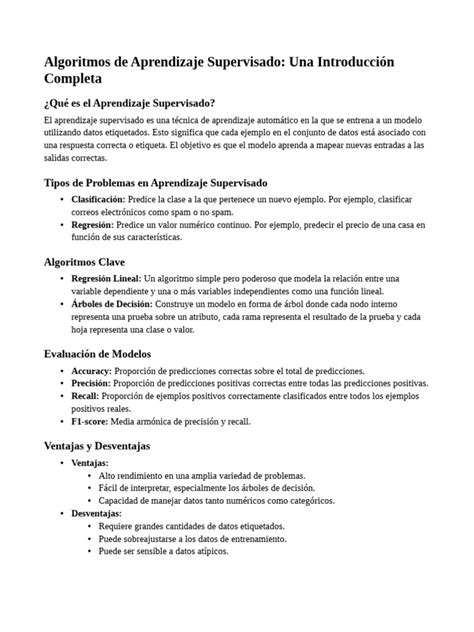 Algoritmos De Aprendizaje Supervisado Pdf