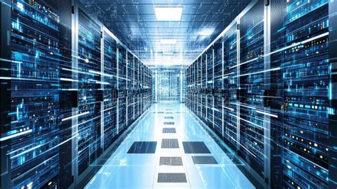 High Tech Data Center Featuring Glowing Network Connections And Advanced Technology For Cloud