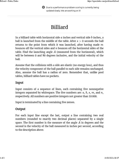 Billiard Kattis Kattis Pdf