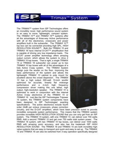Trimax Isp Technologies Pro Audio
