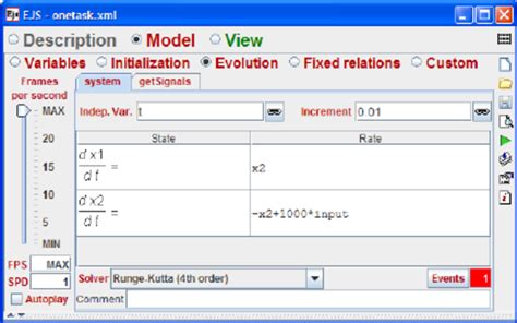 Ordinary Differential Equations Of The Model System Using The Editor Of