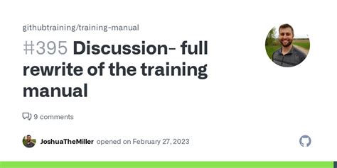 Discussion Full Rewrite Of The Training Manual Issue Githubtraining Training Manual