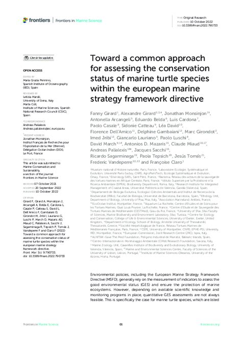 Pdf Toward A Common Approach For Assessing The Conservation Status Of Marine Turtle Species