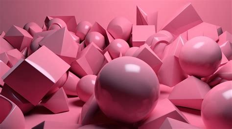 Geometric Forms Isolated Pink In 3d Monochrome Render Backgrounds Psd