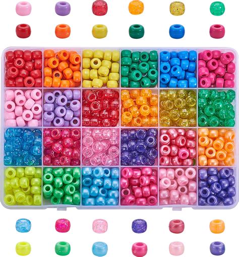 Jp Pandahall 約380~400個 箱 木製のビーズ 7mm 10色セット ウッドビーズ 染めビーズ エコ顔料 ビーズセット カラフル 丸型 ビーズ ジュエリー