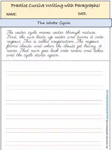 Free Cursive Writing Paragraph Practice Worksheets