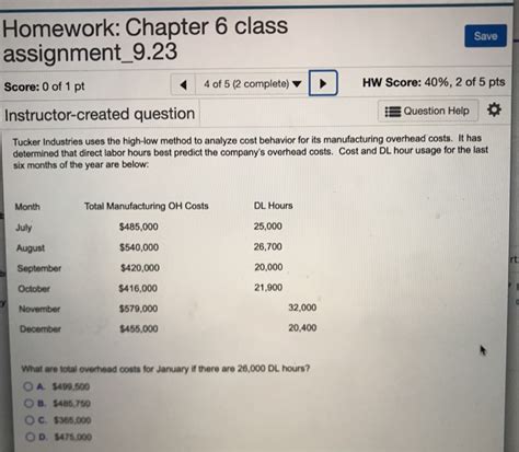 Solved Save Homework Chapter 6 Class Assignment 9 23 Score