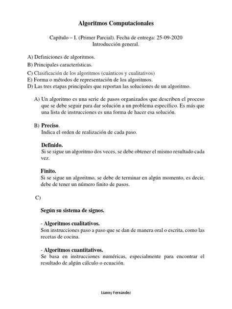 Capítulo I 1er Parcial Pdf Algoritmos Lenguaje De Programación