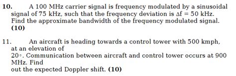 Solved 10 A 100 Mhz Carrier Signal Is Frequency Modulated
